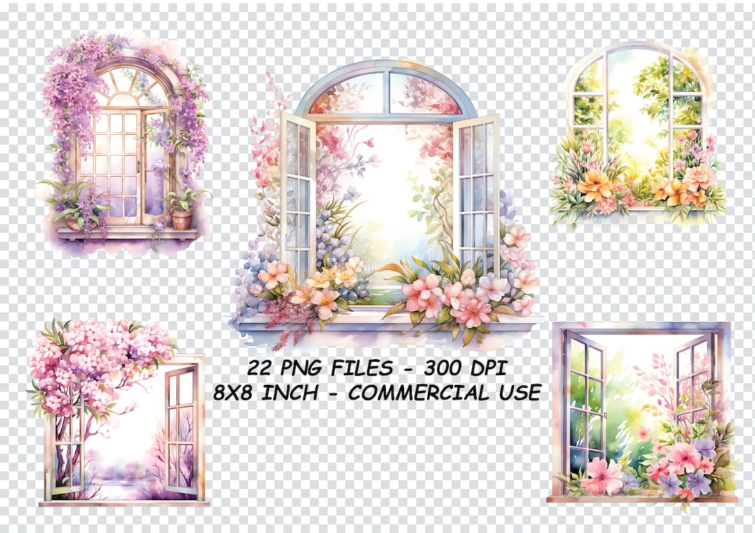 Watercolor Spring Windows Clipart, Watercolor Spring Windows Png Files ...