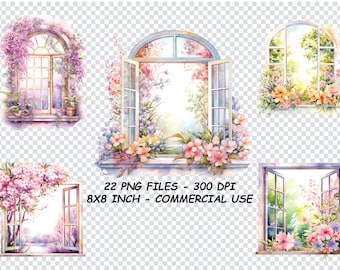 Watercolor Spring Windows Clipart, Watercolor Spring Windows Png Files ...
