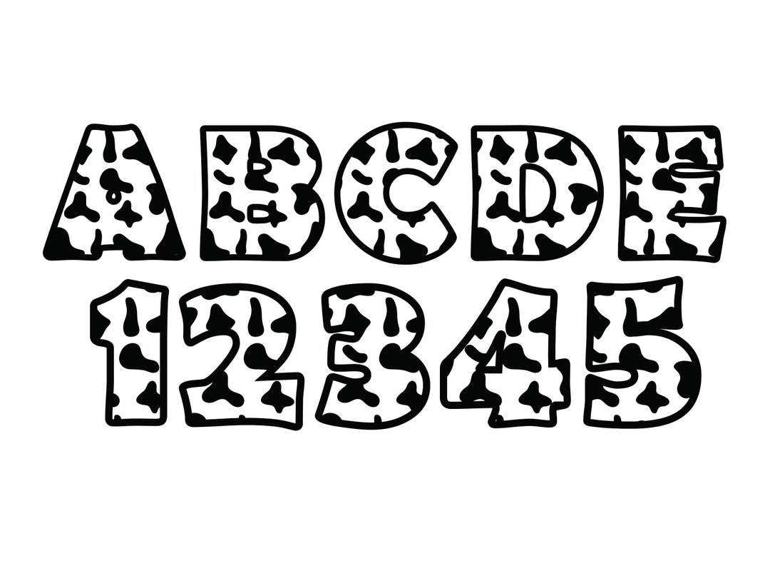 COW FONT SVG, Cow Alphabet Svg, Cow Letters and Numbers, Cow Font Svg ...
