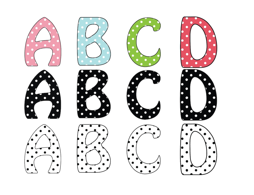 POLKA DOT ALPHABET Svg Files, Polka Dot Alphabet Clipart, 3 Polka Dot ...