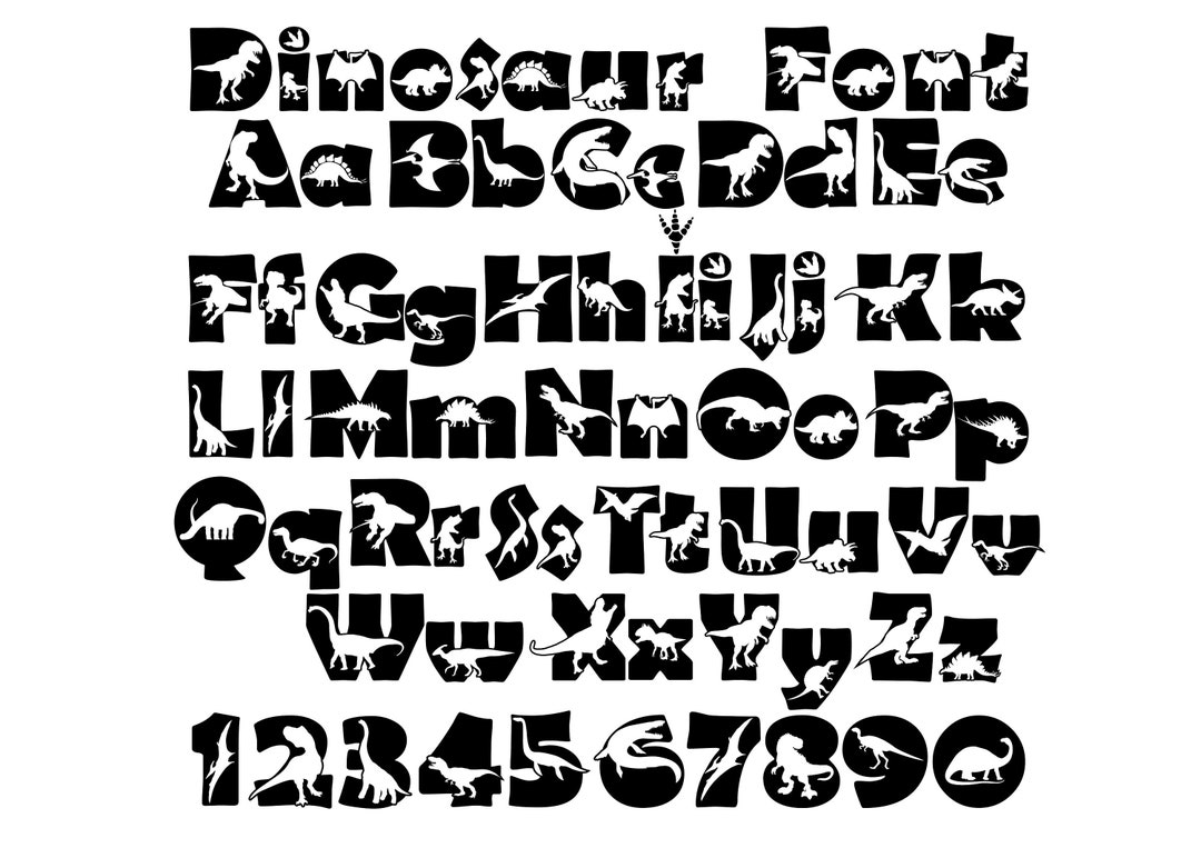 DINOSAUR FONT SVG, Dinosaur Alphabet Svg, Dinosaur Svg Cut Files for ...