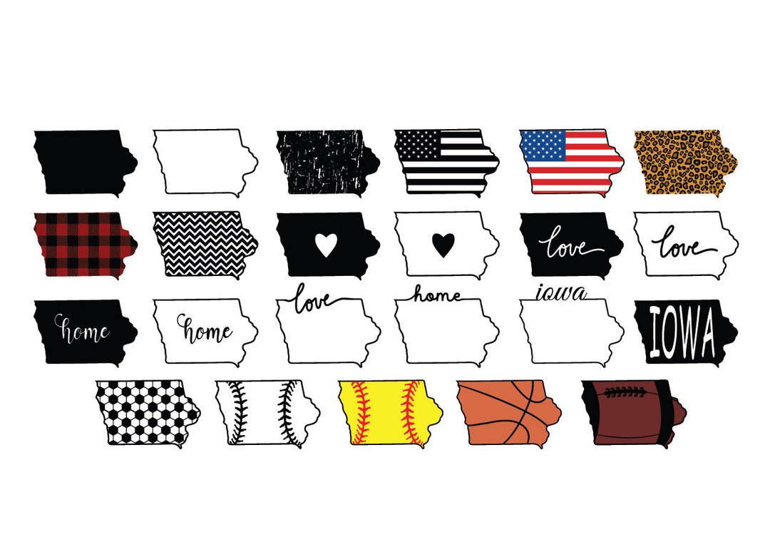 IOWA STATE SVG Bundle, Iowa State Clipart, Iowa State Silhouette Cut ...