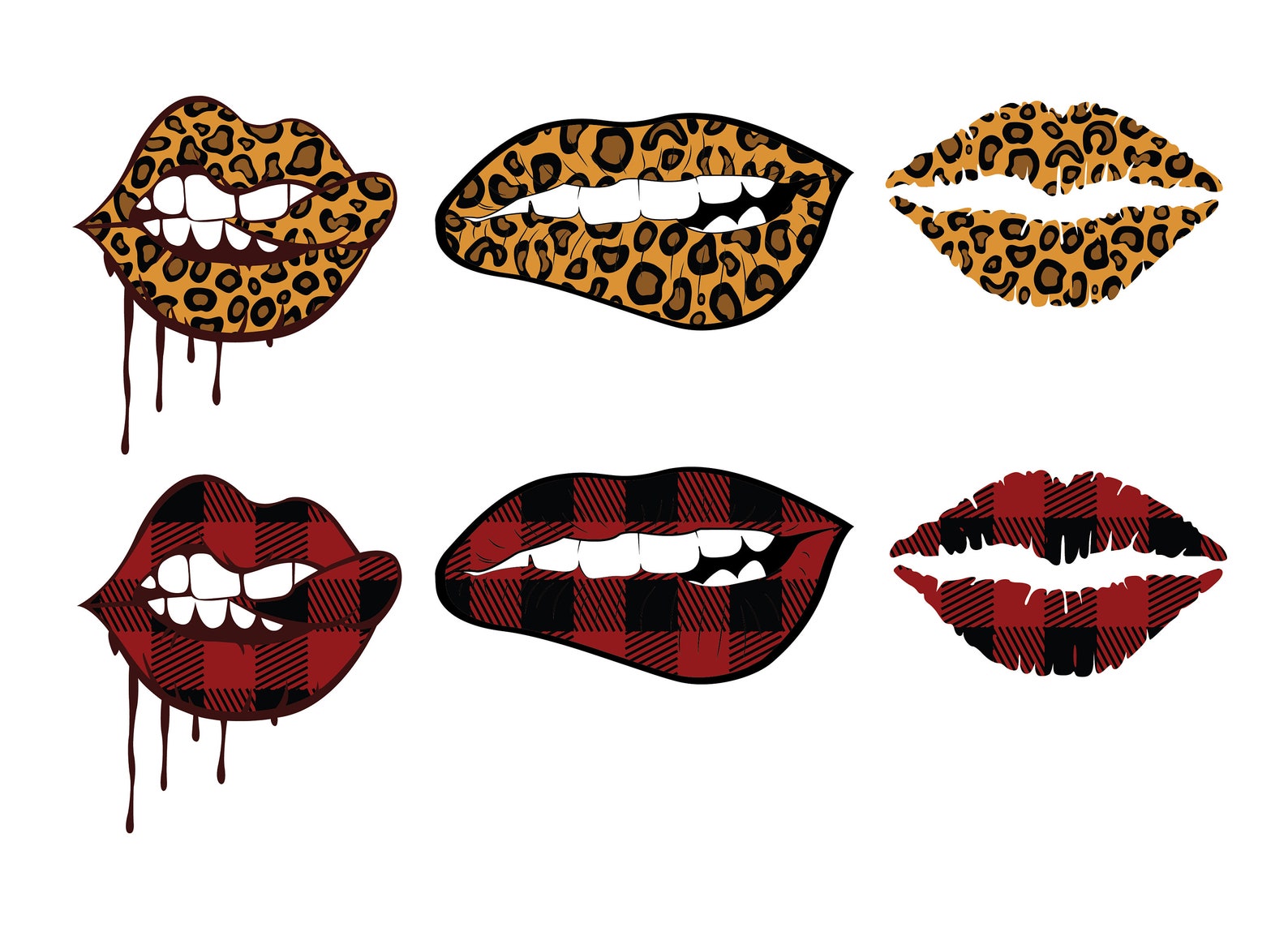 LEOPARD LIPS SVG, Buffalo Plaid Lips Svg, Lips Clipart Sublimation ...