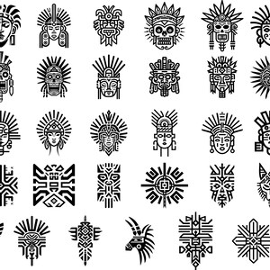 AZTEC SYMBOL SVG, Sacred Glyph Clipart, Ritual Figure Design Svg Files ...