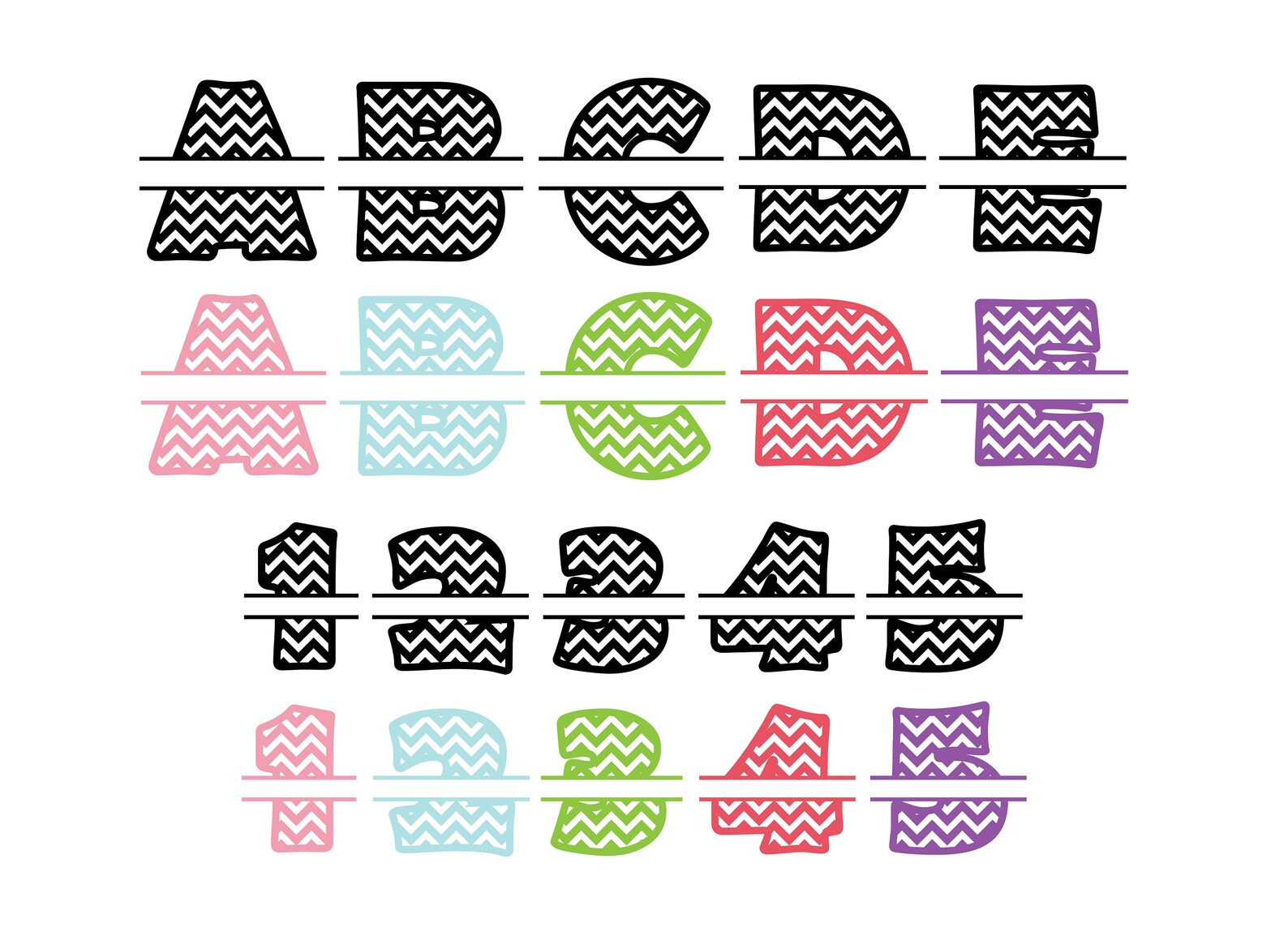 SPLIT CHEVRON ALPHABET Svg, Split Chevron Alphabet Clipart, Chevron ...