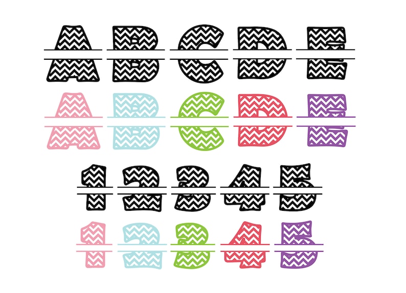 SPLIT CHEVRON ALPHABET Svg, Split Chevron Alphabet Clipart, Chevron ...