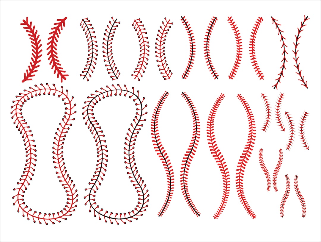 BASEBALL STITCHES SVG Bundle, Baseball Stitches Clipart Bundle, Baseball Stitches Bundle for ...