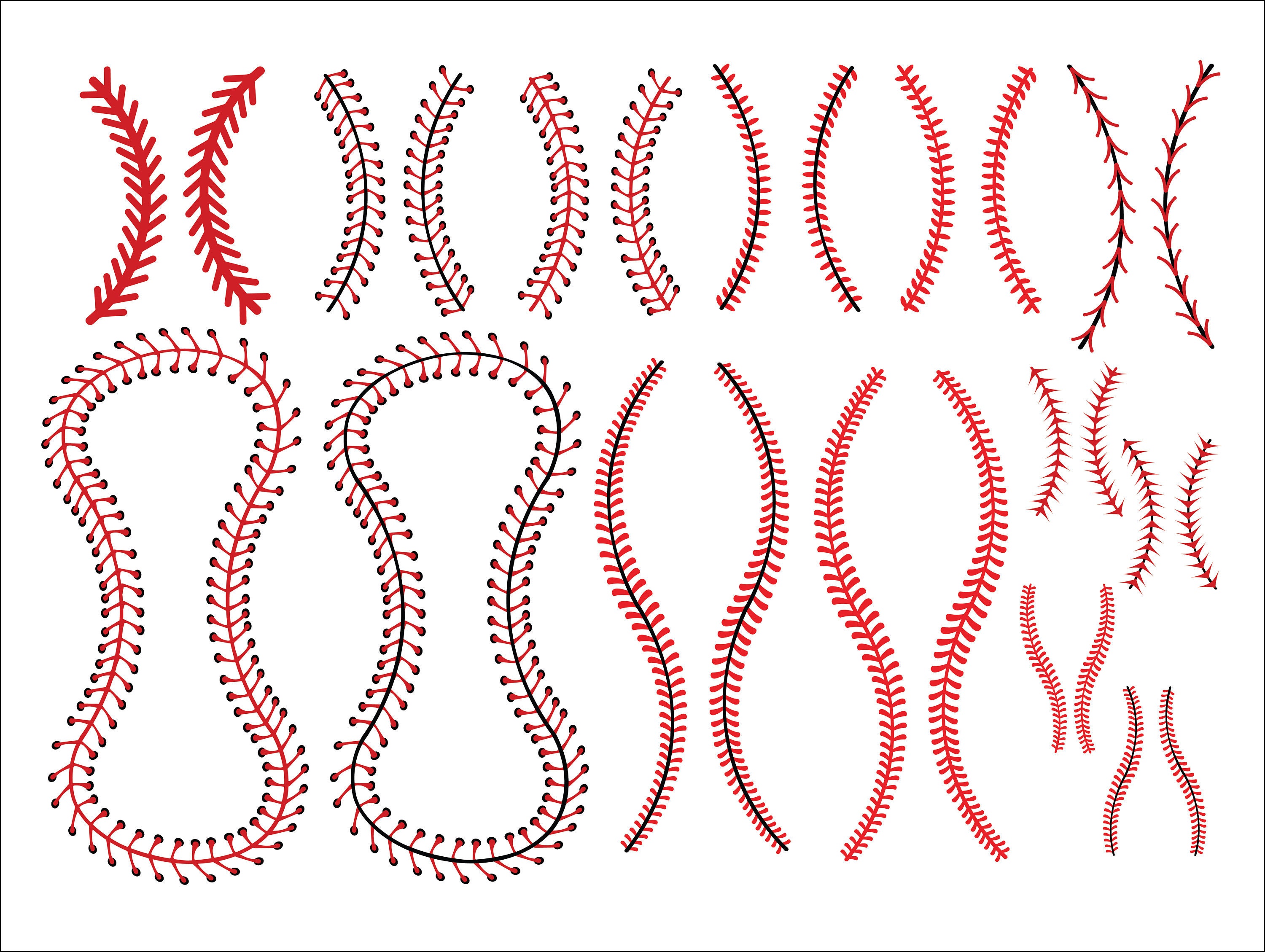 BASEBALL STITCHES SVG Bundle Baseball Stitches Clipart | Etsy