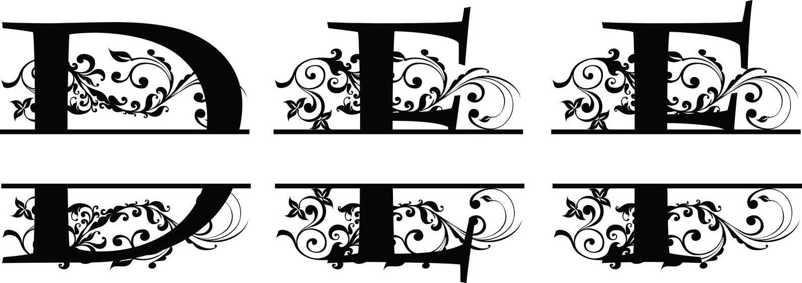 SPLIT MONOGRAM Alphabet SVG, Split Monogram Letters, Split Monogram ...