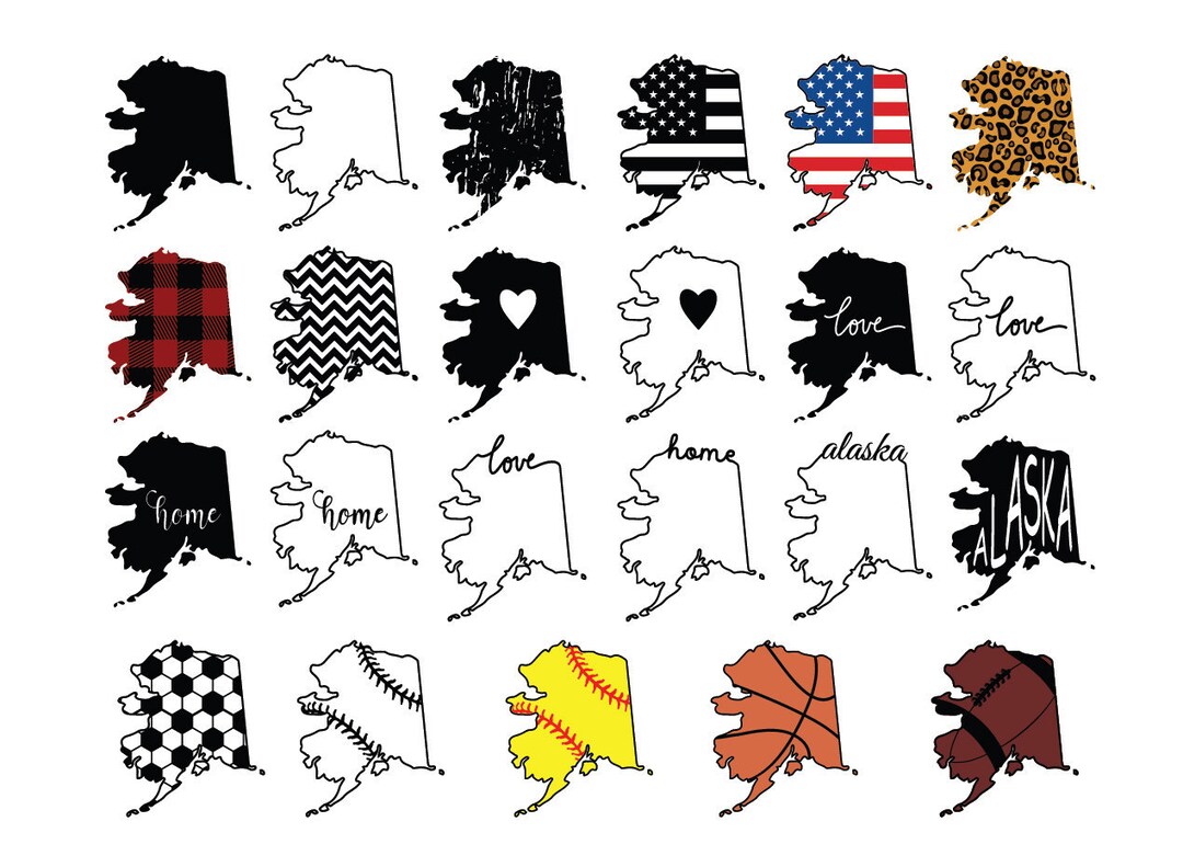 ALASKA STATE SVG Bundle, Alaska State Clipart, Alaska State Silhouette ...