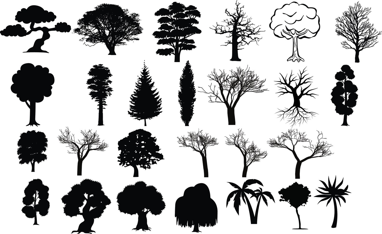 TREE SILHOUETTE SVG Bundle Tree Cut Files for Cricut Forest - Etsy