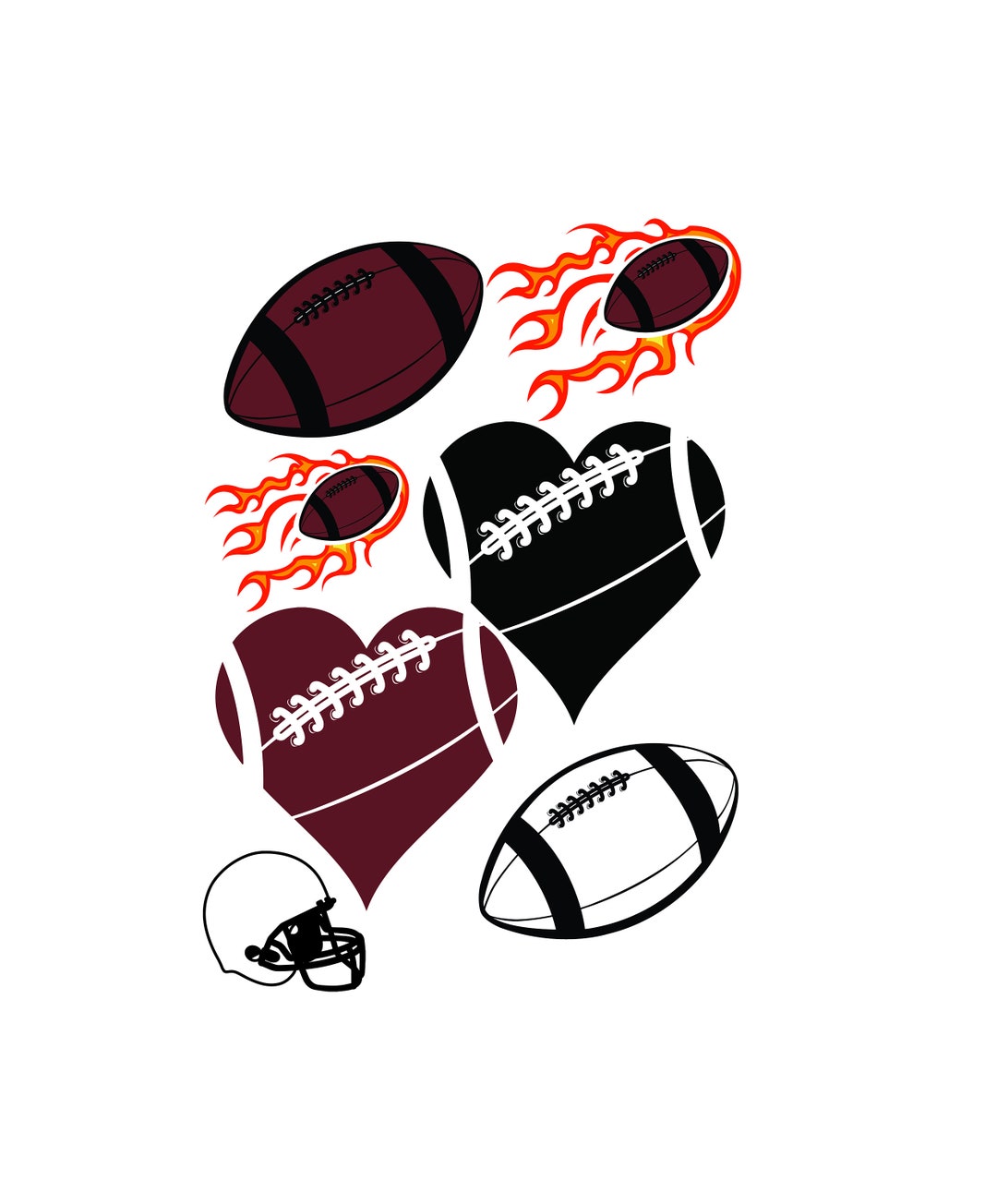 Football Heart, Football Heart SVG, SVG Files, Football SVG Files ...
