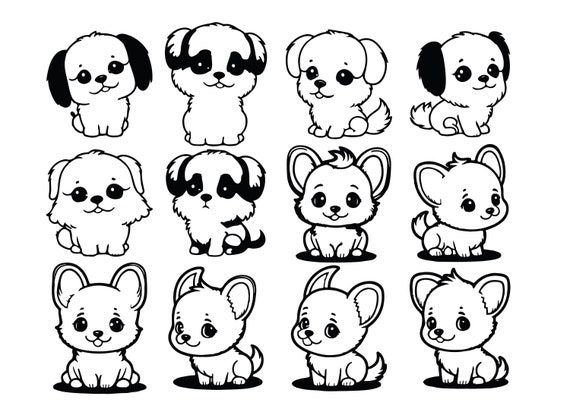 Cute Dog Clip Art Black And White