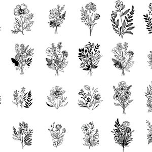 BOTANICAL SVG Bundle, FLORAL Svg, Bouquet Svg Cut Files, Leaves Svg ...