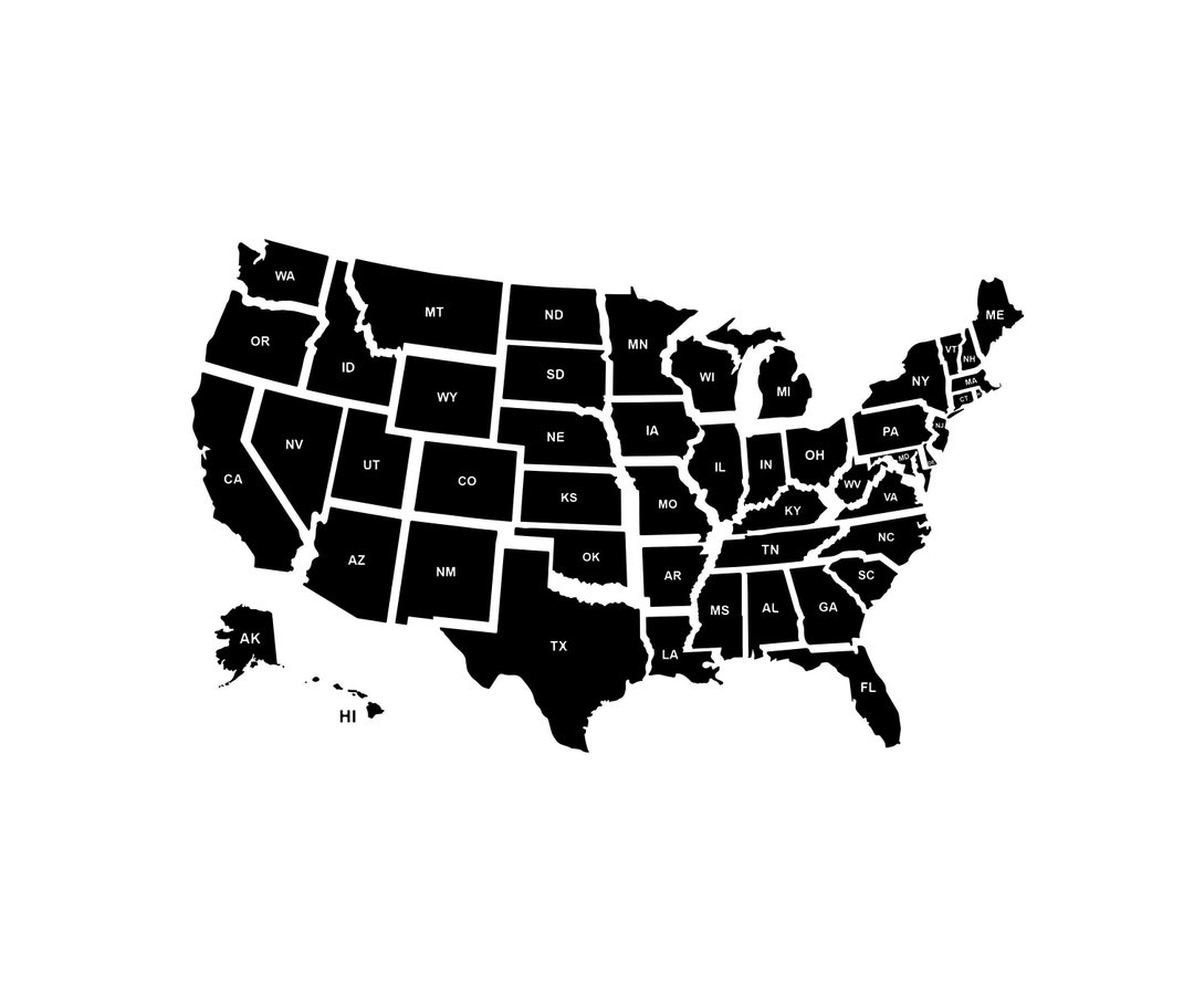 USA MAP SVG Files, States Svg Files for Cricut, All States Svg File ...