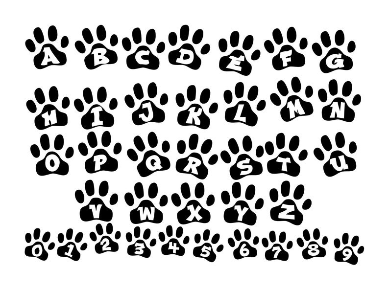 PAW ALPHABET SVG Paw Font Svg Paw Letters and Numbers for - Etsy Canada
