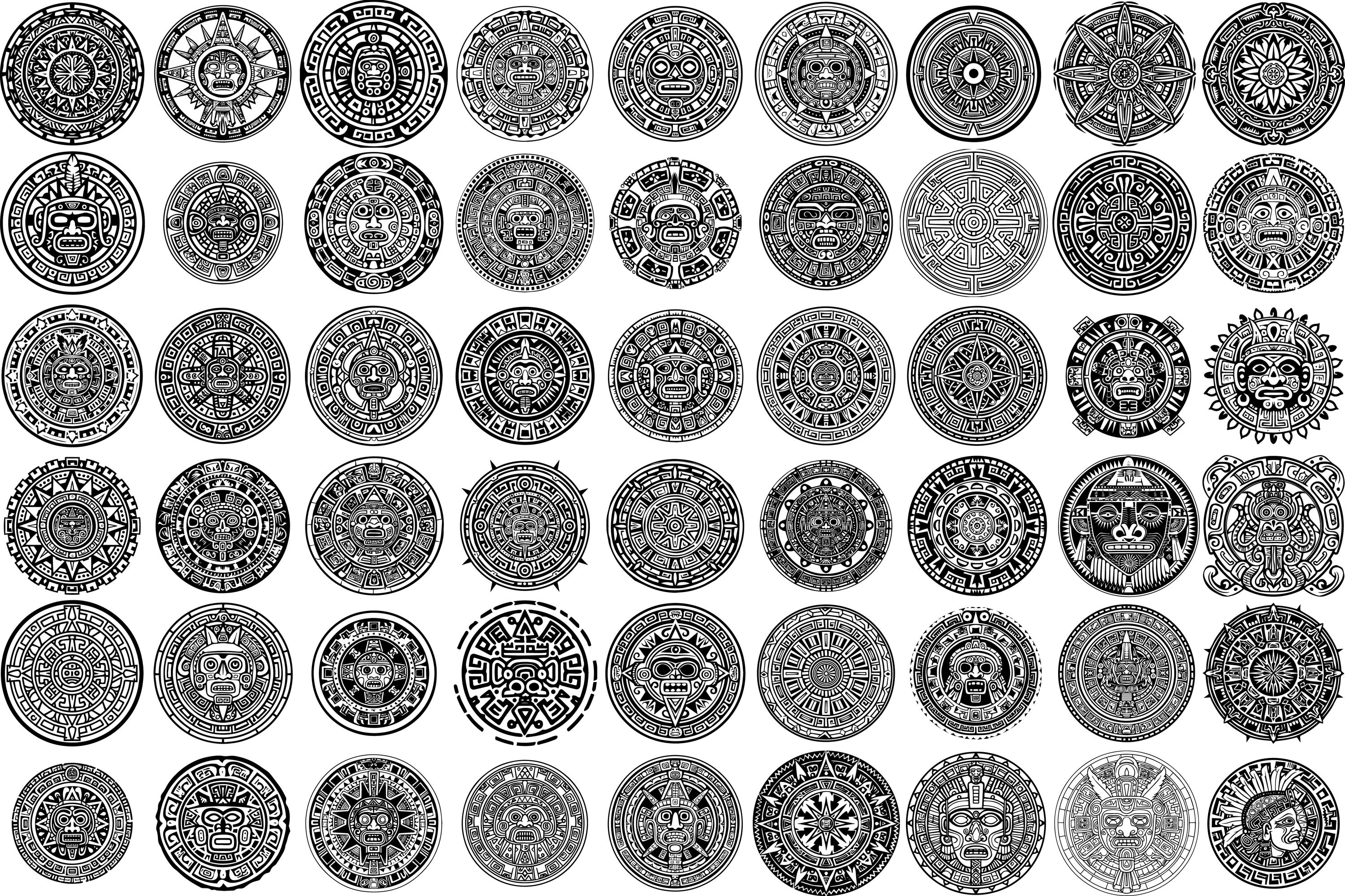 AZTEC BUNDLE SVG, Aztec Hieroglyph Svg Cut Files for Cricut, Aztec ...