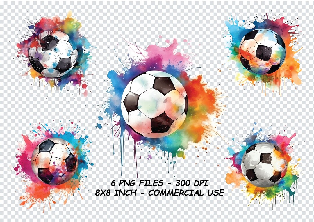SOCCER BALL WATERCOLOR Clipart, Soccer Printable Watercolor Art, Soccer ...