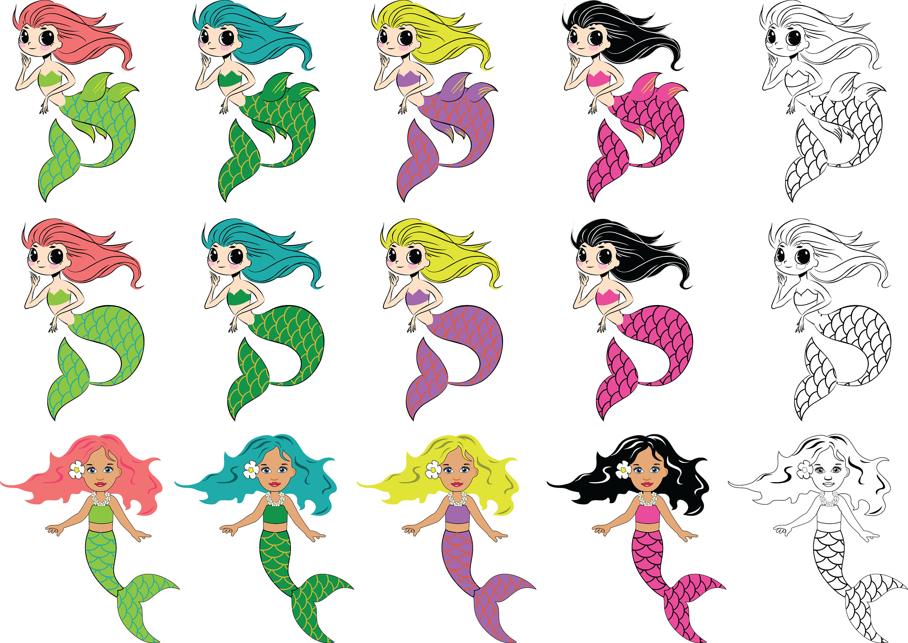 MERMAID BUNDLE SVG Files Mermaid Bundle Clipart Cute Mermaid - Etsy