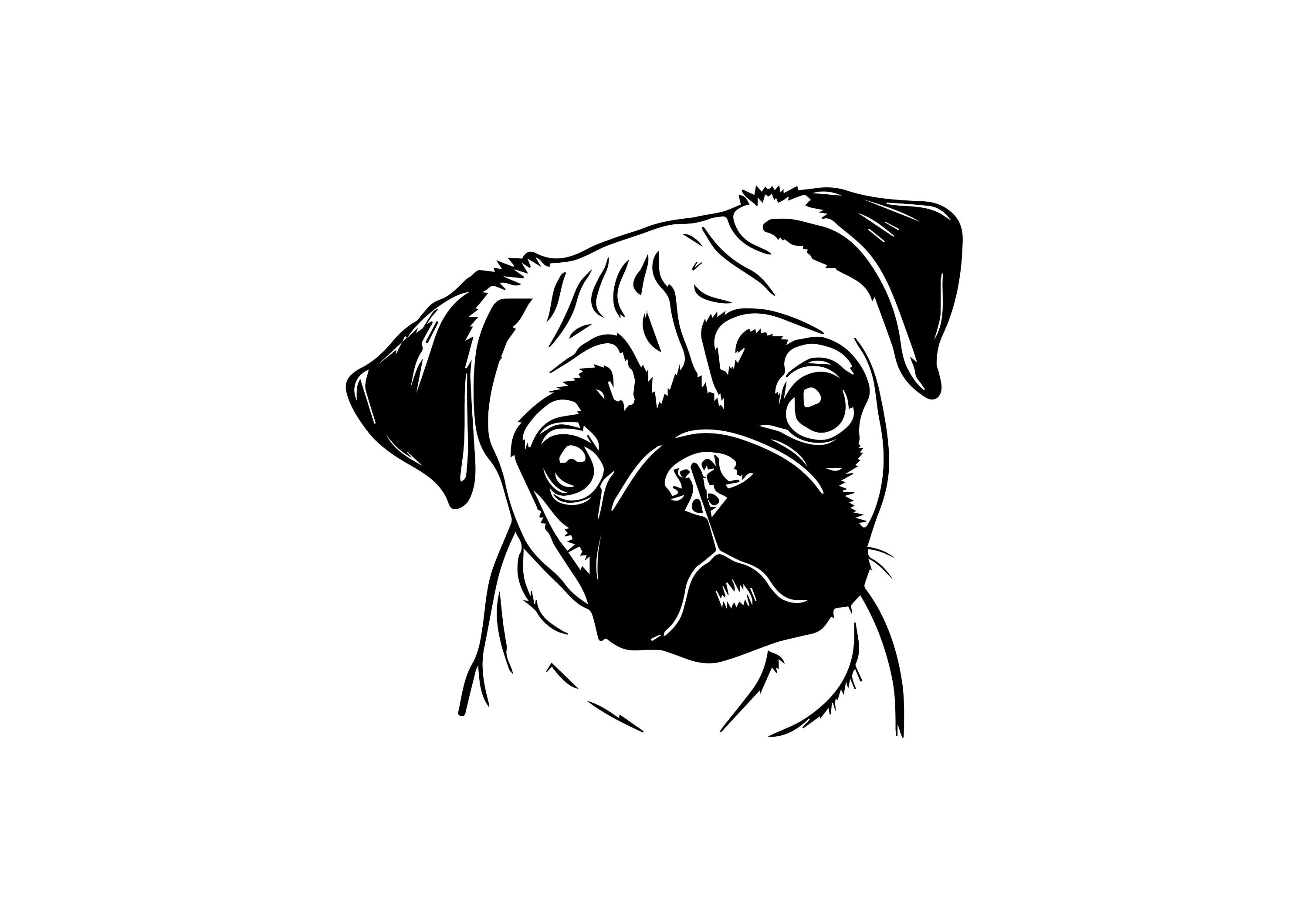 PUG SVG, PUG Clipart, Pug Svg Files for Cricut, Pug Silhouette Svg, Dog ...