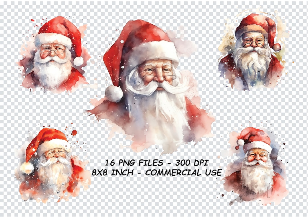 WATERCOLOR SANTA CLAUS Clipart, Santa Claus Clipart Png, Santa Claus ...