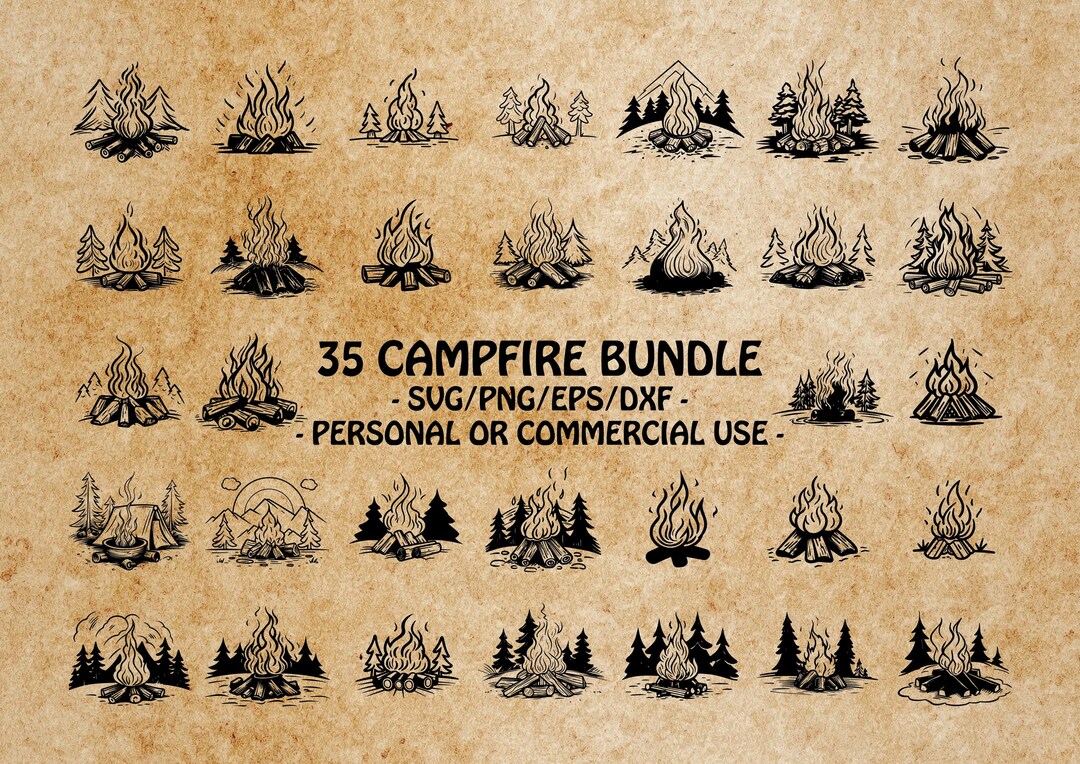 CAMPFIRE SVG, Outdoor FIRE Clipart, Camping Fire Design Svg Files for ...