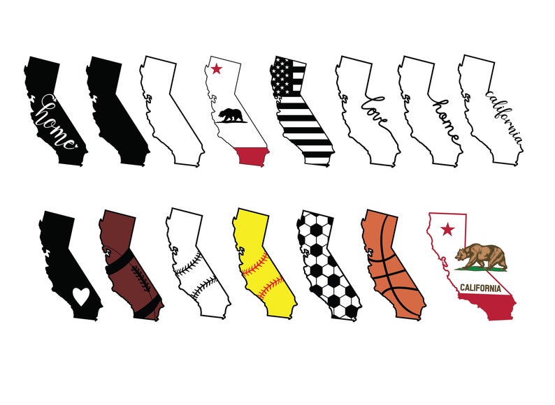 CALIFORNIA STATE SVG Bundle California State Clipart - Etsy