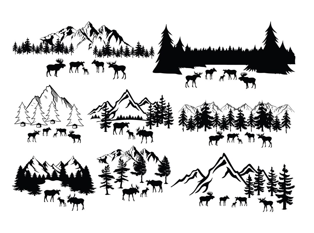 MOOSE SVG, MOUNTAIN Svg, Wild Moose Svg, Mountain and Moose Svg, Moose ...
