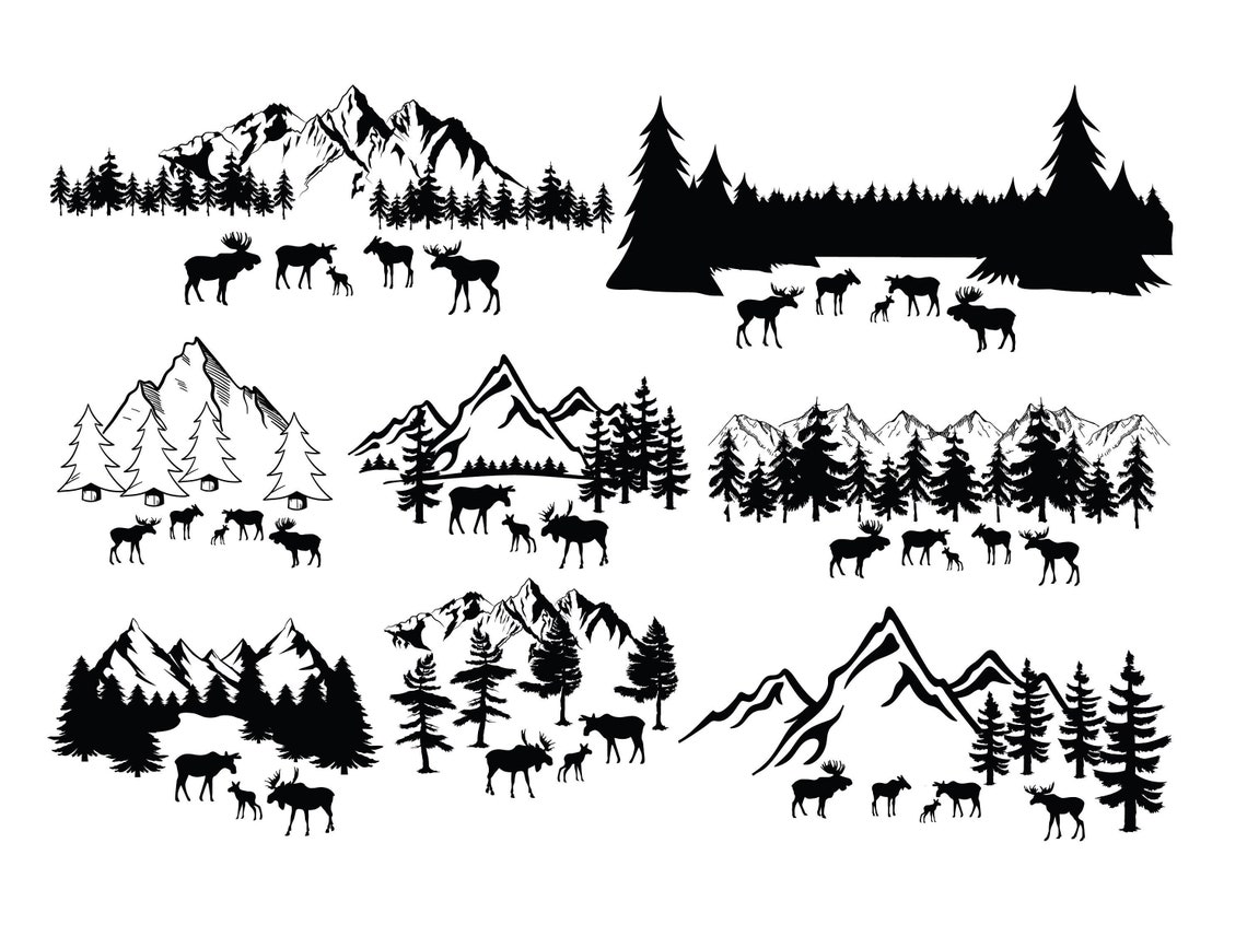 MOOSE SVG MOUNTAIN Svg Wild Moose Svg Mountain and Moose - Etsy Canada