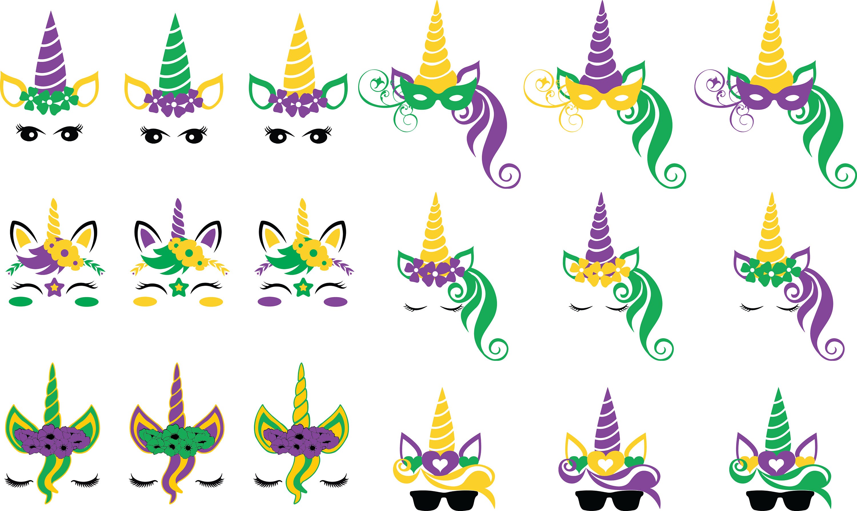 MARDI GRAS UNICORN Svg Files Mardi Gras Unicorn Clipart - Etsy