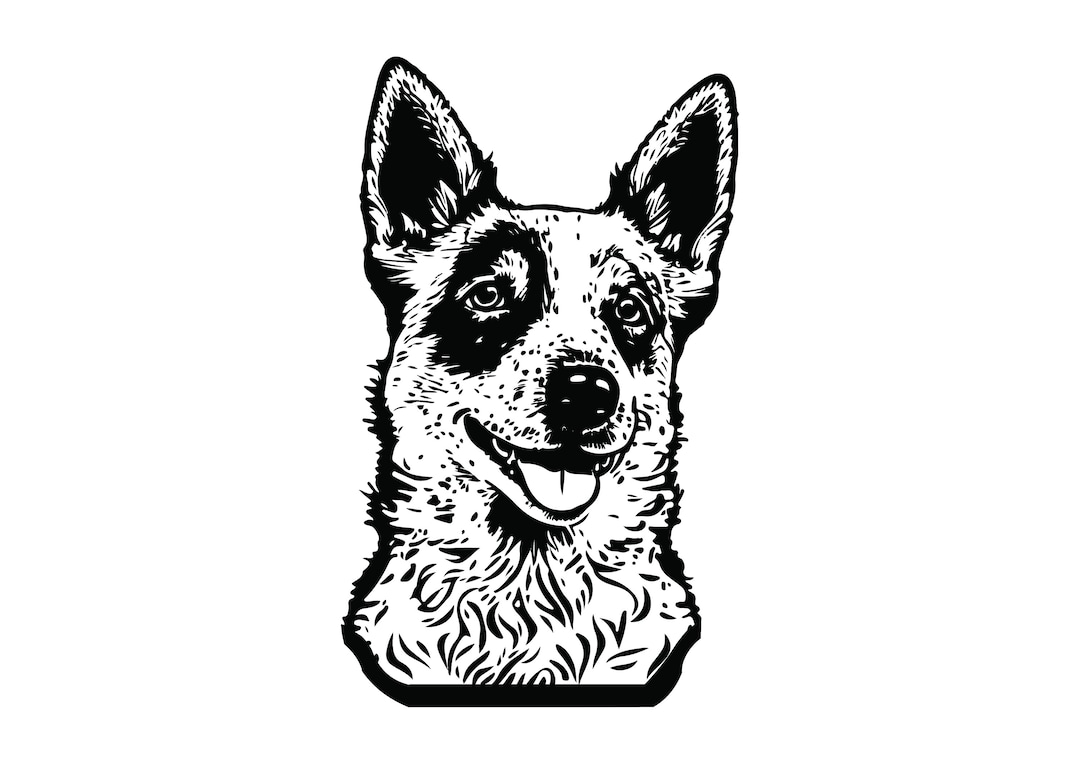 RED HEELER HEAD Svg, Red Heeler Head Clipart, Red Heeler Dog Head Svg ...
