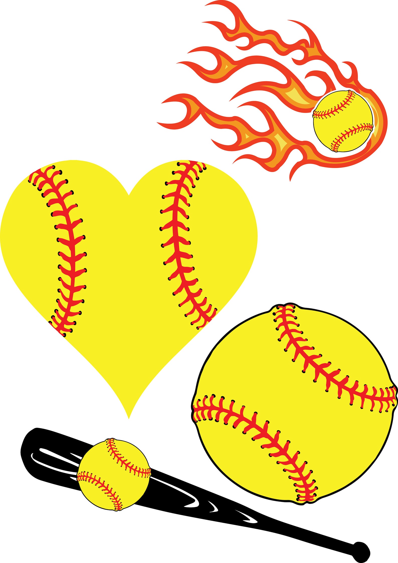 Softball Heart, Softball Heart SVG, SVG File, Softball SVG Files ...