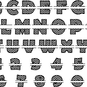 SPLIT CHEVRON ALPHABET Svg, Split Chevron Alphabet Clipart, Chevron ...