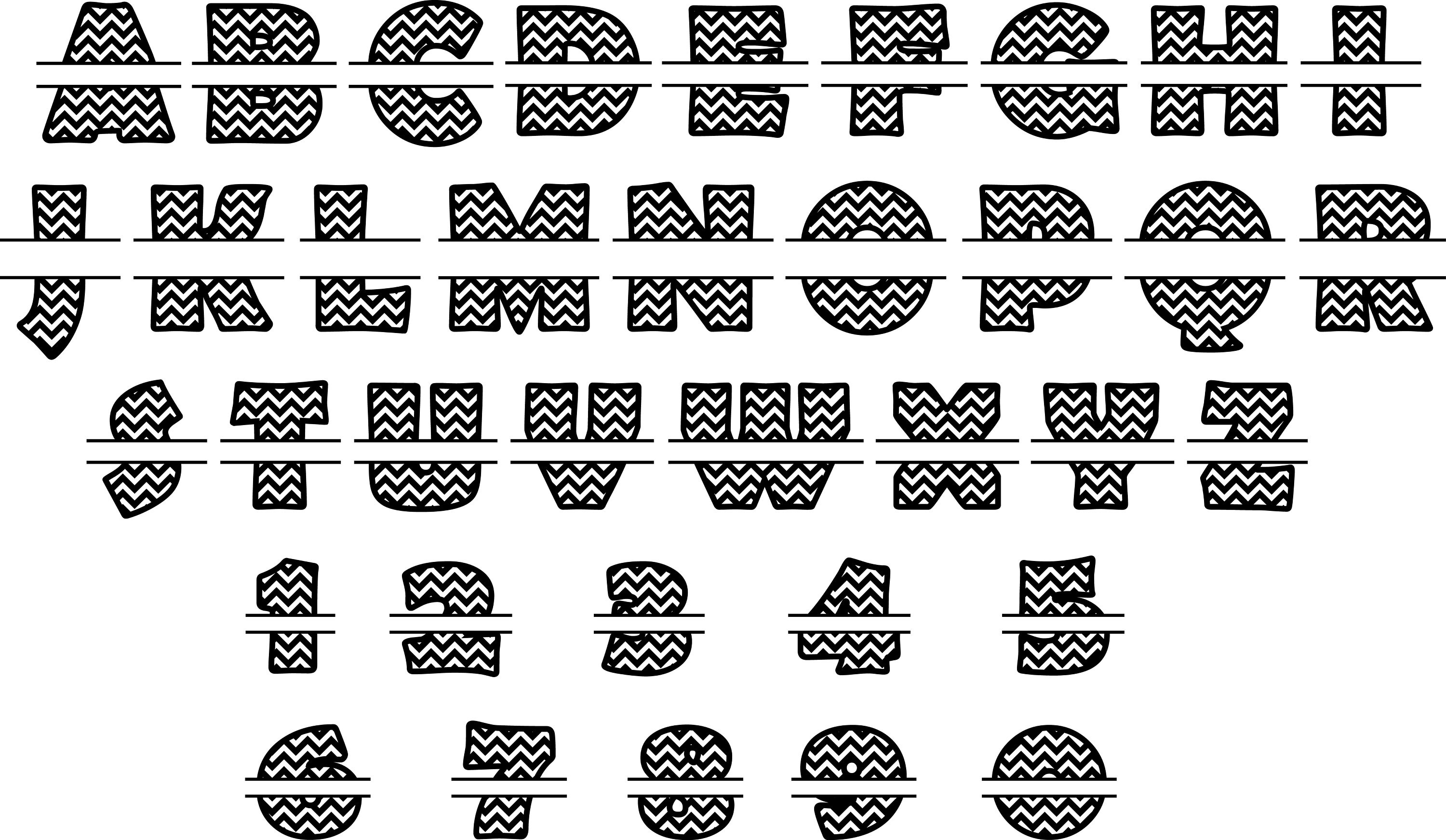 SPLIT CHEVRON ALPHABET Svg Split Chevron Alphabet Clipart - Etsy