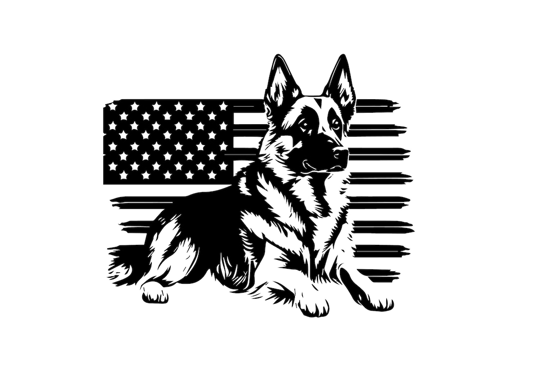 GERMAN SHEPHERD SVG With American Flag, German Shepherd Clipart, German ...
