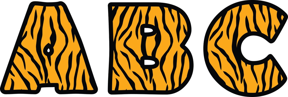 TIGER ALPHABET SVG Files Tiger Alphabet Clipart Tiger Font | Etsy