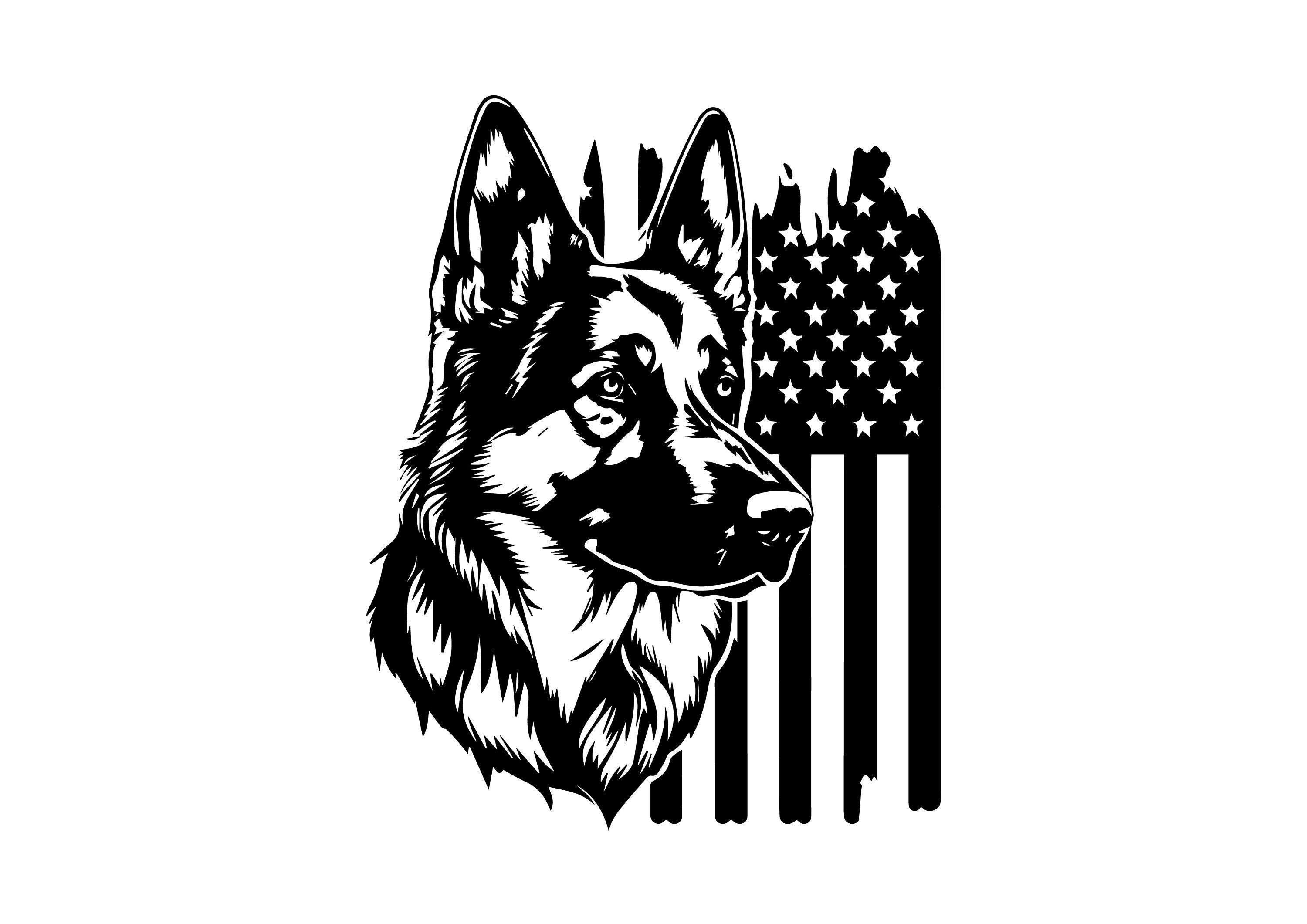 GERMAN SHEPHERD SVG With American Flag, German Shepherd Clipart, German ...