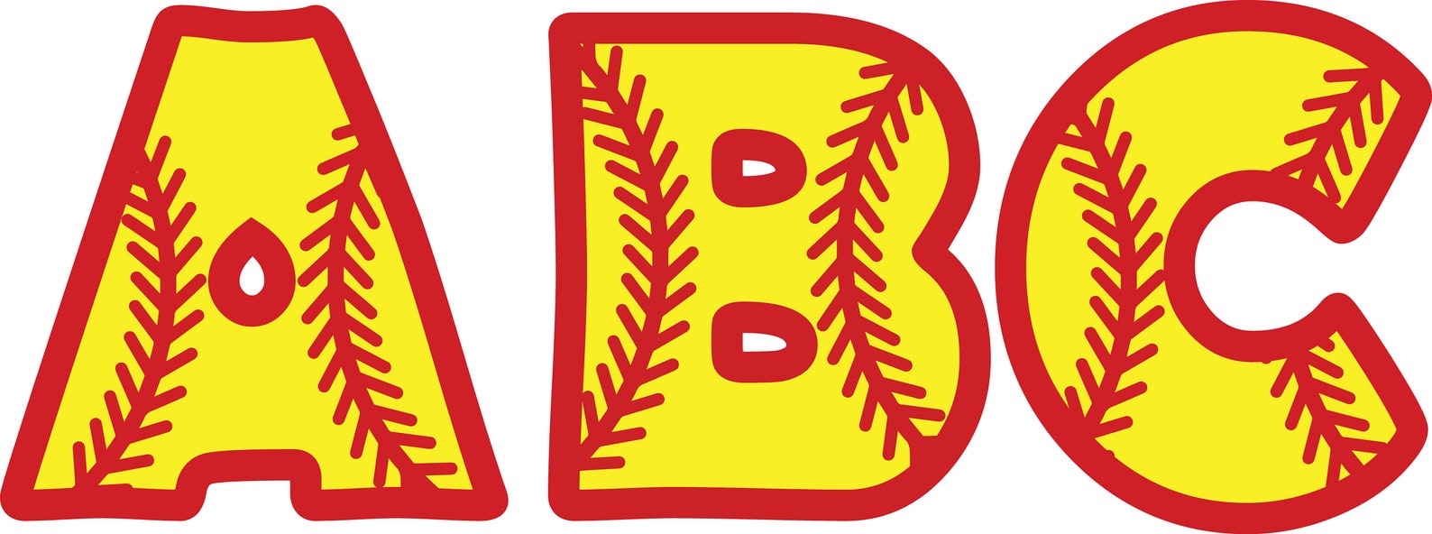 SOFTBALL ALPHABET SVG Files, Softball Alphabet Clipart, Softball ...
