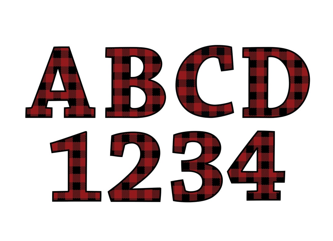 BUFFALO PLAID ALPHABET and Numbers Svg Files, Buffalo Plaid Alphabet ...