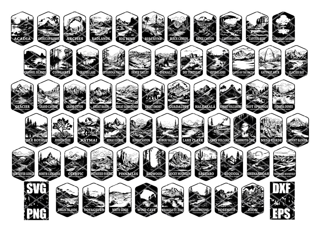 USA NATIONAL PARKS All 63, National Parks Svg Cut Files, American ...