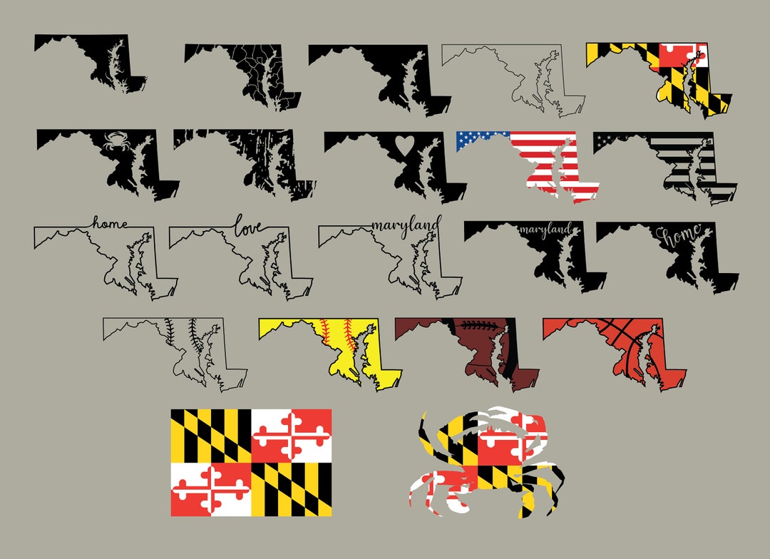 MARYLAND STATE SVG Bundle, Maryland State Clipart, Maryland State ...