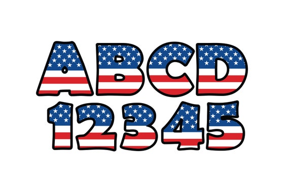 Usa Flag Alphabet Svg Files American Alphabet Clipart Etsy