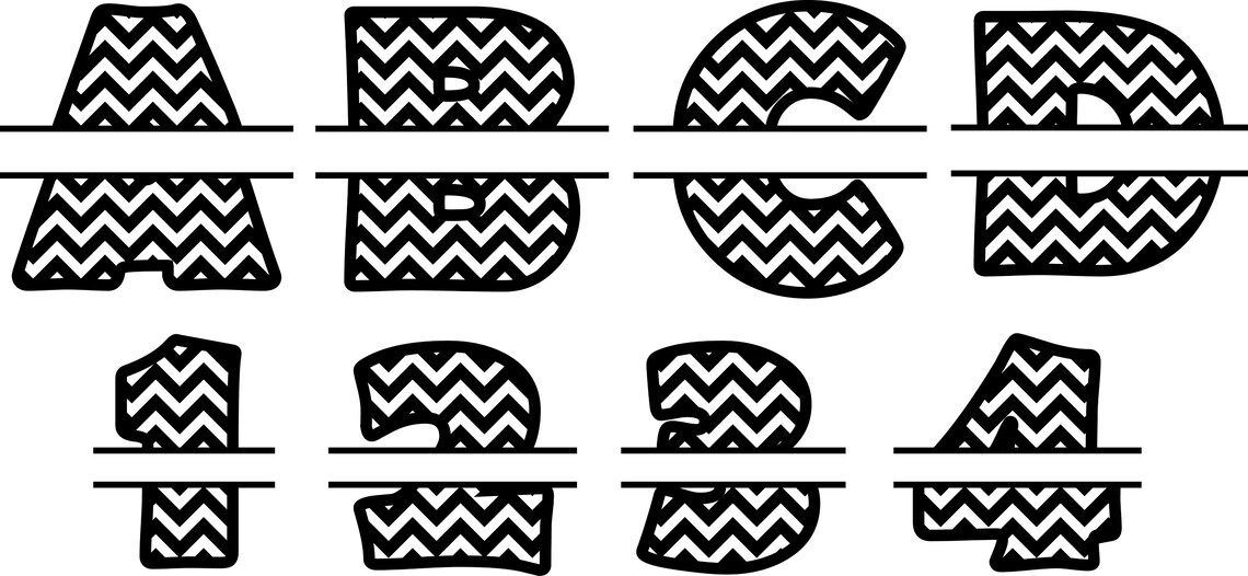 SPLIT CHEVRON ALPHABET Svg, Split Chevron Alphabet Clipart, Chevron ...