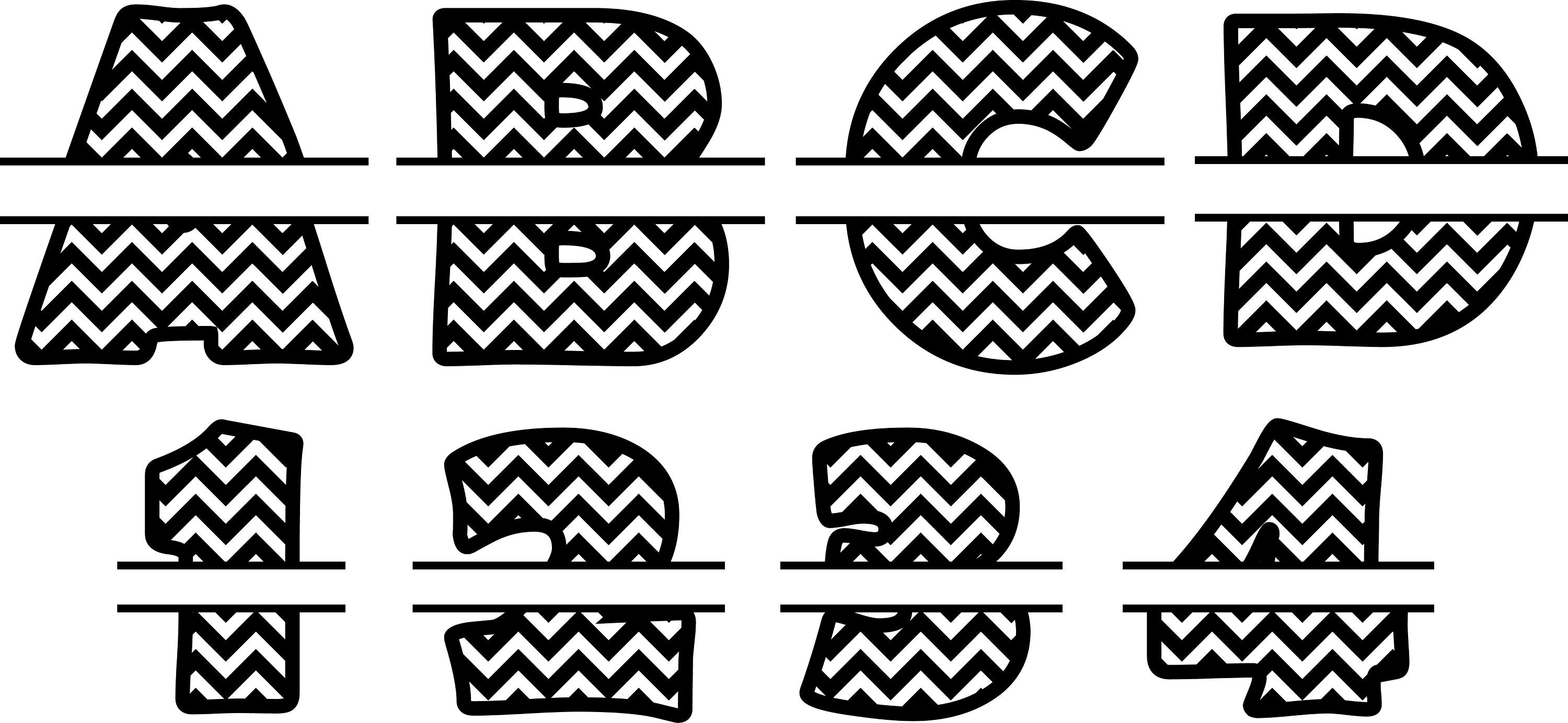 SPLIT CHEVRON ALPHABET Svg Split Chevron Alphabet Clipart - Etsy