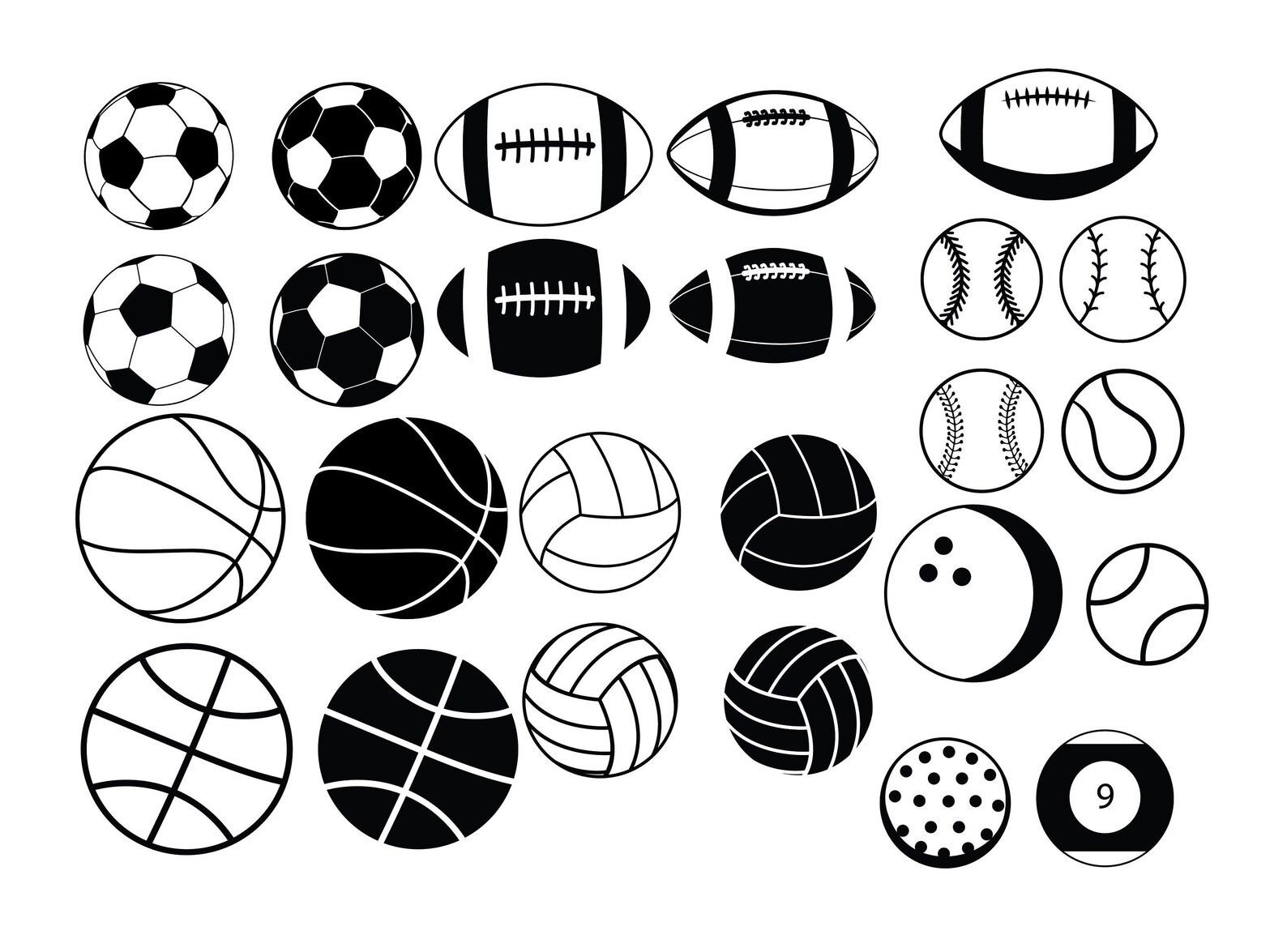 SPORTS BALLS SVG Sports Ball Clipart Baseball Ball - Etsy