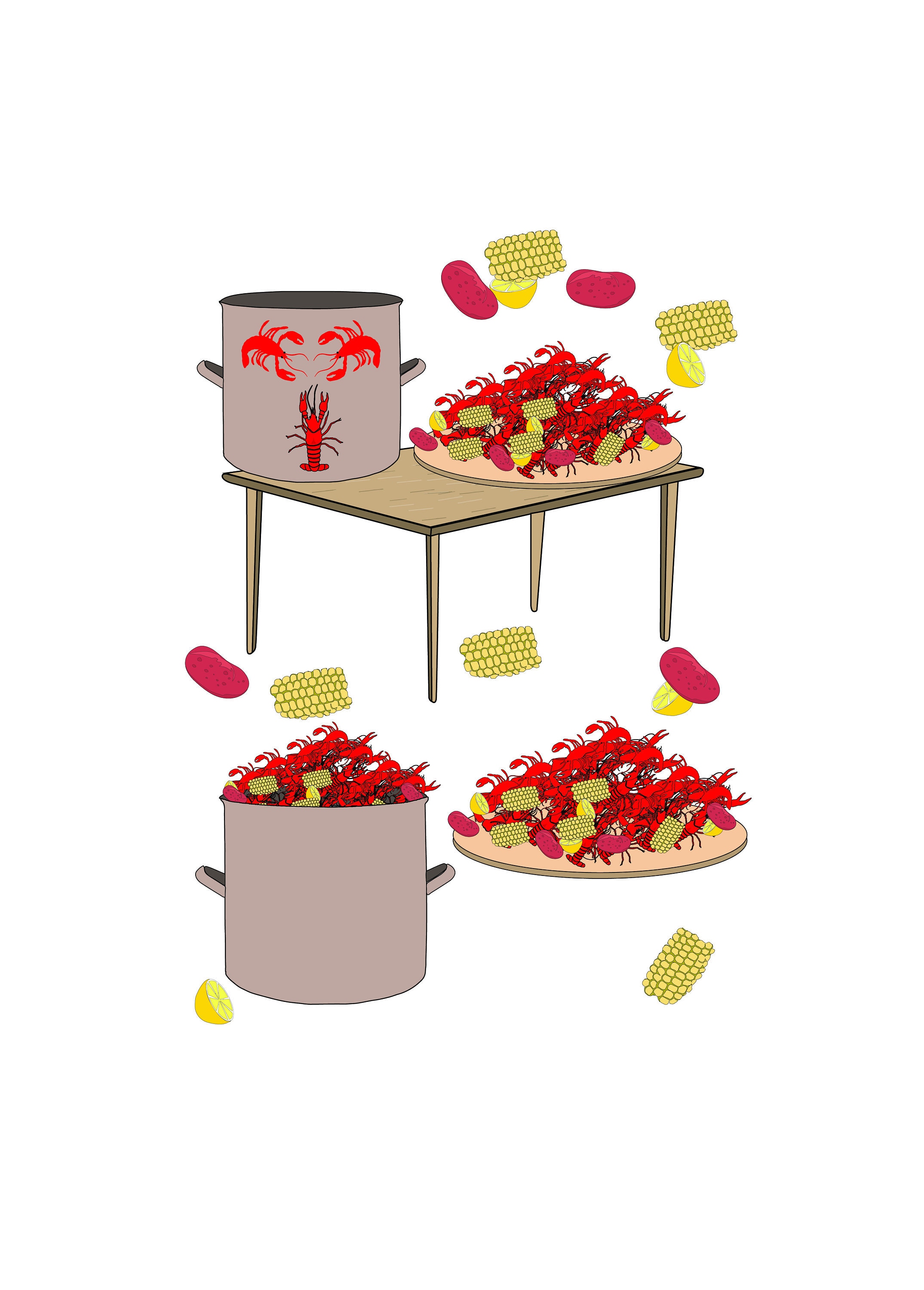 Crawfish In Pot Drawing