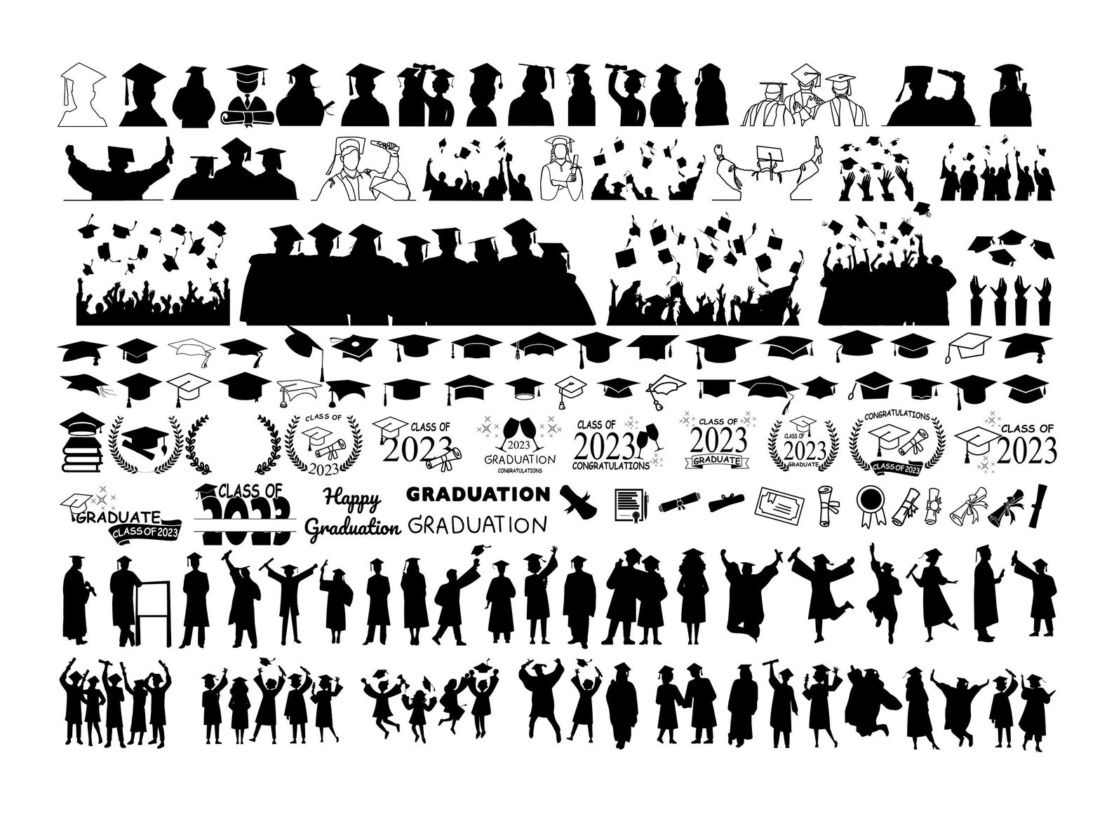 GRADUATION SVG Bundle Graduation Silhouettes Svg Graduation - Etsy