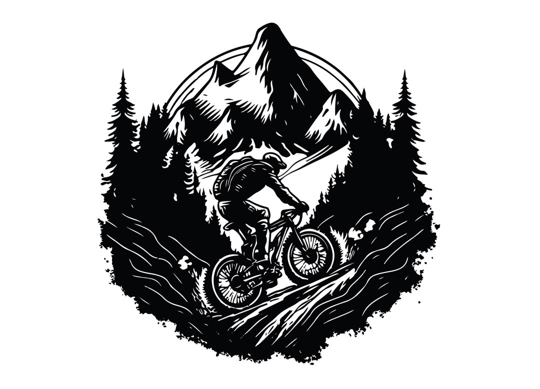 MOUNTAIN BIKE SVG, Mountain Bike on Trail Clipart, Mountain Bike Svg ...