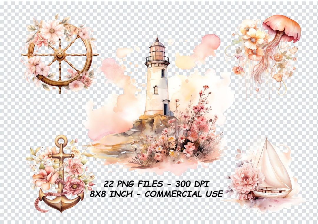 WATERCOLOR BOHO NAUTICAL Clipart, Watercolor Boho Nautical Png Files ...