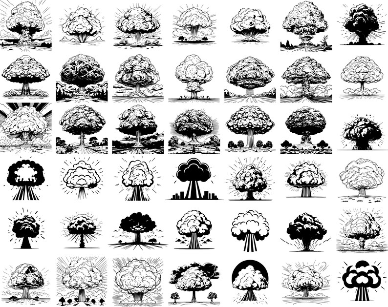 MUSHROOM CLOUD SVG, Atomic Blast Clipart, Fallout Cloud Design Svg ...